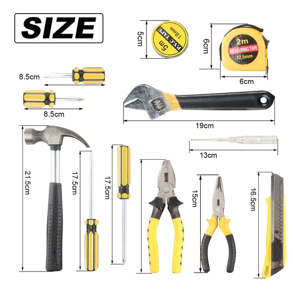 Household Hand Tool Kit – 8/9/12/13 Piece Set with Storage Case ...